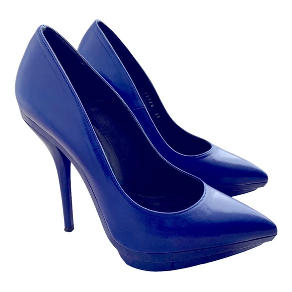 Versace | Shoes | Versace Royal Blue Pointed Toes High Heels Size 39 Us ...
